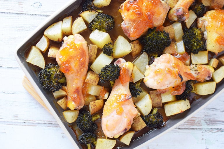 Unique Peach Chicken Sheet Pan Dinner Recipe - A Magical Mess