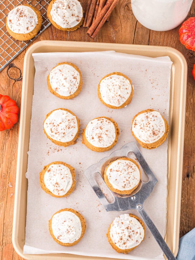 Easy Pumpkin Cookies with Cream Cheese Frosting | Soft Baked