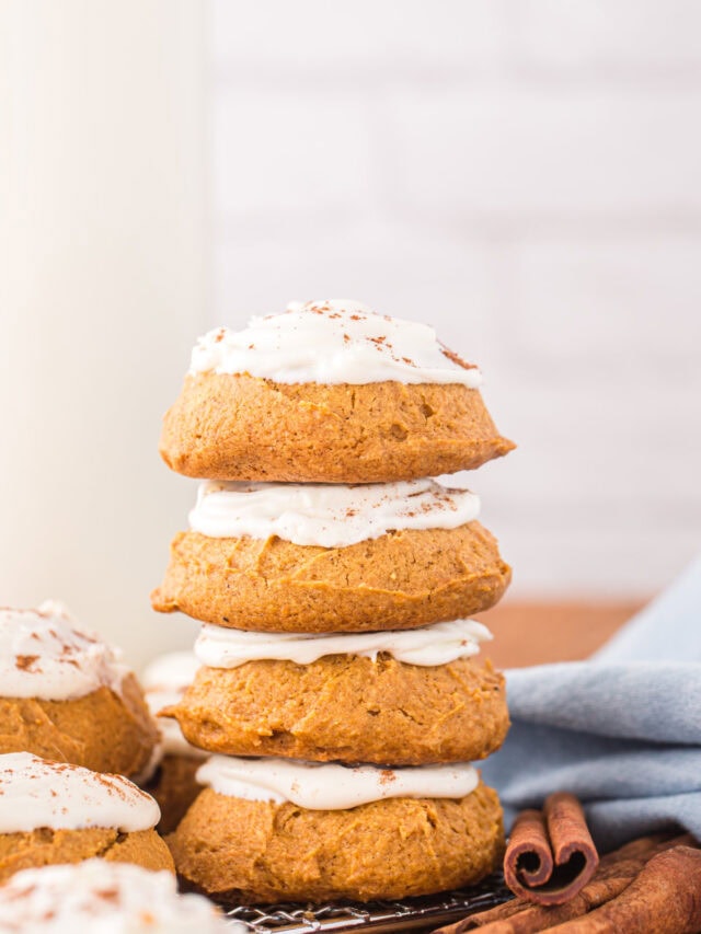 Easy Pumpkin Cookies with Cream Cheese Frosting | Soft Baked