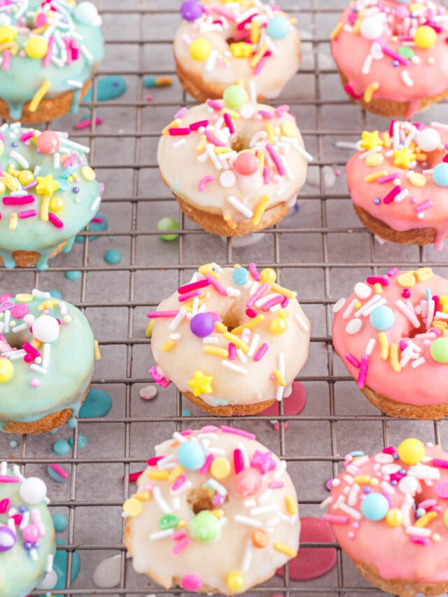 Bright and Delicious Mini Donuts with Colorful Glaze - Little Fairy Donuts