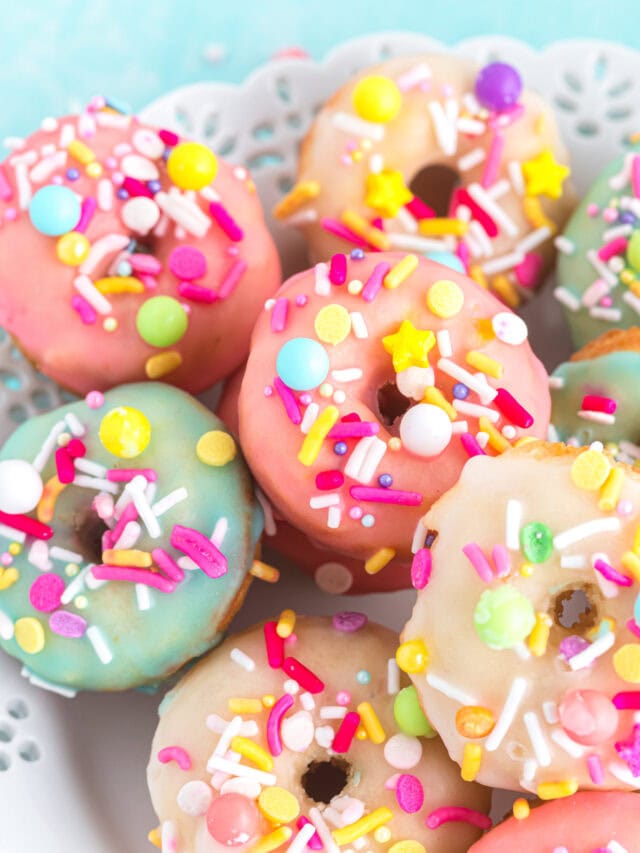 Bright and Delicious Mini Donuts with Colorful Glaze - Little Fairy Donuts