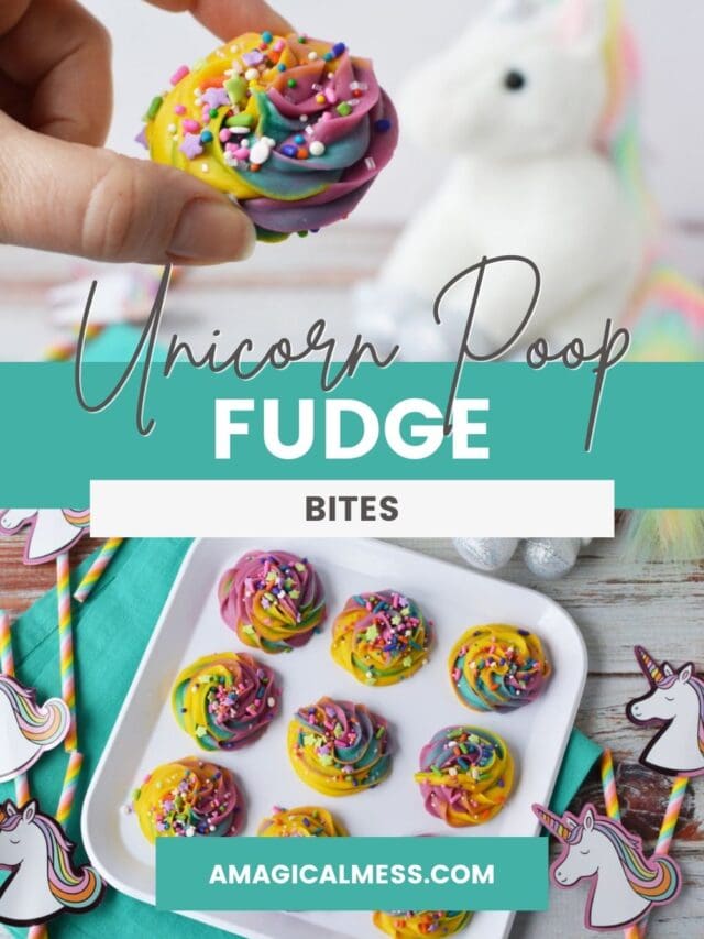 Swirly Rainbow Unicorn Poop Fudge Recipe | Sparkly & Funny!