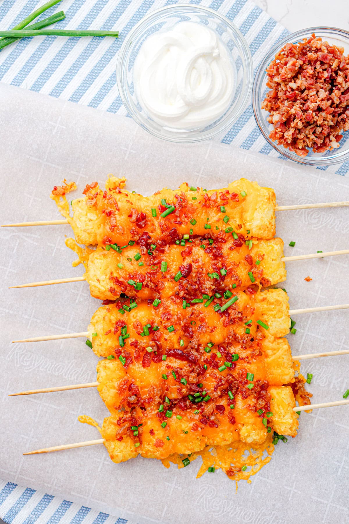 Loaded Tater Tot Skewers for the Best Brunch on a Stick | A Magical Mess