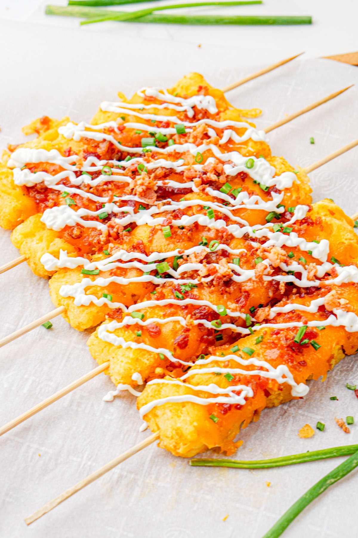 Loaded Tater Tot Skewers for the Best Brunch on a Stick | A Magical Mess